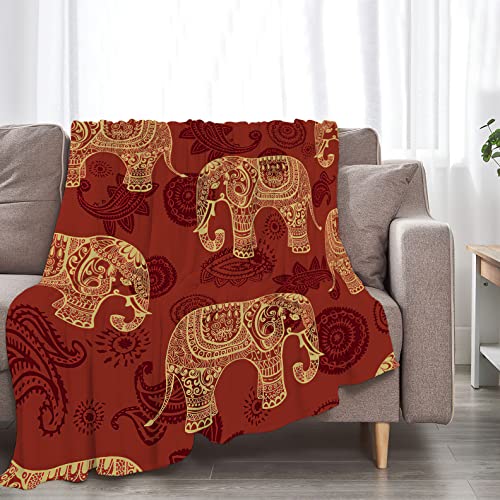 Elephant Blanket Elephant Throw Blanket for Women Elephant Decor Red Blanket for Couch Super Warm Soft Plush Lightweight Fleece Flannel Blanket Winter Bedding Blanket Gifts for Kids Adults 40"x50"