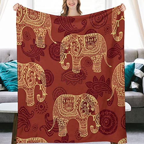 Elephant Blanket Elephant Throw Blanket for Women Elephant Decor Red Blanket for Couch Super Warm Soft Plush Lightweight Fleece Flannel Blanket Winter Bedding Blanket Gifts for Kids Adults 40"x50"