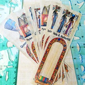 6 Egyptian Pharaoh Papyrus Blank Bookmarks Book Marks Book Mark + 2 Plastic Stencil Ruler Write Your Name Papyri Hieroglyphic Hieroglyphics Alphabet History Teaching Educational Set Art Scrapbooking