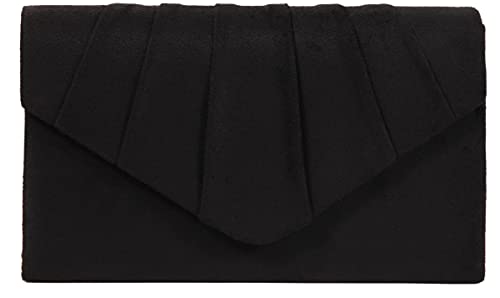 BBjinronjy Clutch Purses for Women Evening Clutch Bag Women's Evening Bag with Detachable Chain for Wedding Prom Faux Suede (Black-Suede)