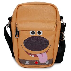 buckle down disney bag, cross body, pixar, up, dug smiling face, tan, vegan leather, up