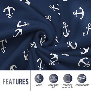 Levens Nautical Anchor Blanket Gifts for Women Girls Boys, Ocean Themed Navy Anchor Decoration for Home Bedroom Living Room Dorm Office, Soft Warm Lightweight Throw Blankets Dark Blue 50"x60"