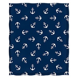 Levens Nautical Anchor Blanket Gifts for Women Girls Boys, Ocean Themed Navy Anchor Decoration for Home Bedroom Living Room Dorm Office, Soft Warm Lightweight Throw Blankets Dark Blue 50"x60"