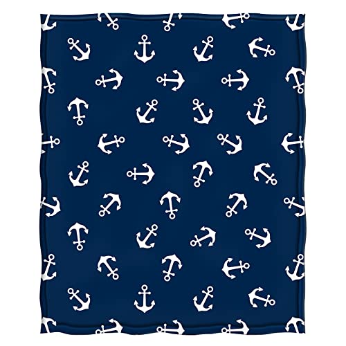 Levens Nautical Anchor Blanket Gifts for Women Girls Boys, Ocean Themed Navy Anchor Decoration for Home Bedroom Living Room Dorm Office, Soft Warm Lightweight Throw Blankets Dark Blue 50"x60"