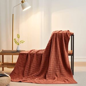 Aormenzy 60x80 Throw Blanket, Soft Cozy Acrylic Throw Blanket, Cable Knit Throw Blanket for Couch Sofa Bed, Rust