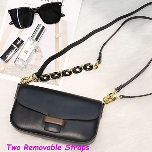 YXBQueen Black Crossbody Purse Chain Womens Crossbody Handbag Leather Shoulder Bag Purse Handbag Crossbody Shoulder Evening Bag Satchel