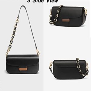 YXBQueen Black Crossbody Purse Chain Womens Crossbody Handbag Leather Shoulder Bag Purse Handbag Crossbody Shoulder Evening Bag Satchel