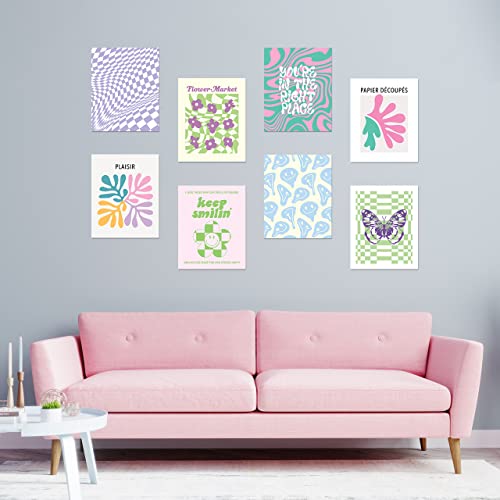 Cloncep Design Preppy Room Decor Danish Pastel Collage Kit, 8 PCS Aesthetic Posters (8x10 Unframed), Cute Room Decor Danish Pastel Room Decor for Teen Girls Trendy Stuff