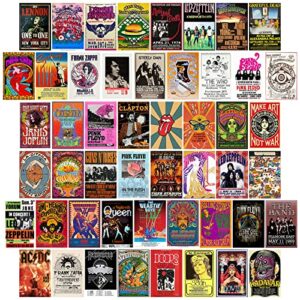 album covers vintage rock wall collage kit aesthetic pictures 50 pcs ,70s 80s 90svintage poster room decor, music posters for room aesthetic,4×6” photo printed wall decor,teen girls room decor