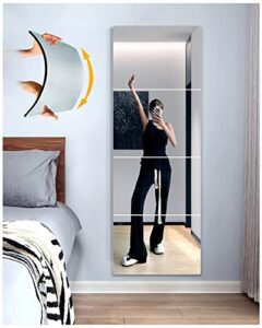 wall mirror full length mirror for bedroom full body,shatterproof mirror for kids tiles,large 12″x12″x4 pcs,unbreakable frameless acrylic gym mirrors for home gym,over the door mirror stick on closet