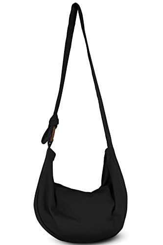 Your Cozy Women's Crossbody Handbags Hippie bag Boho Hobo Bags for Women Shoulder Sling Bag Hippie Tote Bag Handmade Cotton Hippie Purse with Adjustable Strap (Black)