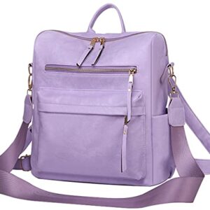 Iblue Fashion Backpack Purse for Women Convertible Travel Shoulder Bag PU Leather Satchel Handbags,#B3159 (Purple)