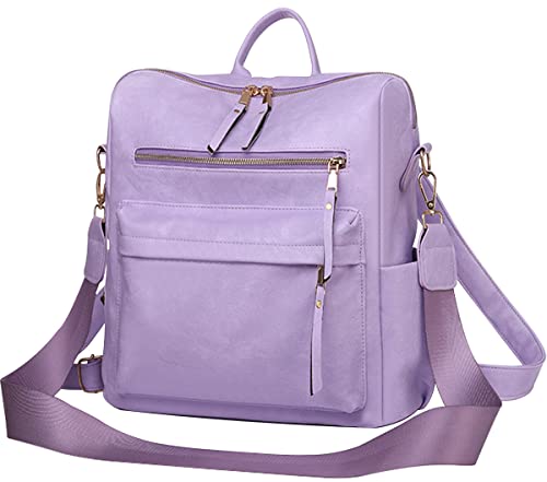 Iblue Fashion Backpack Purse for Women Convertible Travel Shoulder Bag PU Leather Satchel Handbags,#B3159 (Purple)