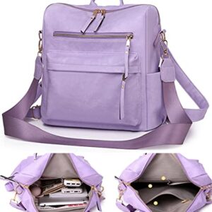 Iblue Fashion Backpack Purse for Women Convertible Travel Shoulder Bag PU Leather Satchel Handbags,#B3159 (Purple)