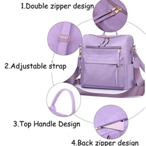 Iblue Fashion Backpack Purse for Women Convertible Travel Shoulder Bag PU Leather Satchel Handbags,#B3159 (Purple)