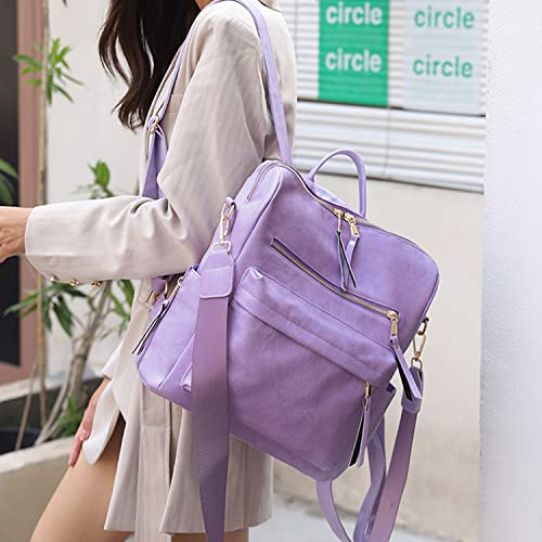 Iblue Fashion Backpack Purse for Women Convertible Travel Shoulder Bag PU Leather Satchel Handbags,#B3159 (Purple)