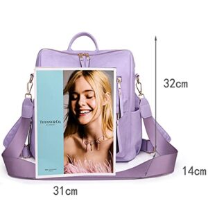 Iblue Fashion Backpack Purse for Women Convertible Travel Shoulder Bag PU Leather Satchel Handbags,#B3159 (Purple)