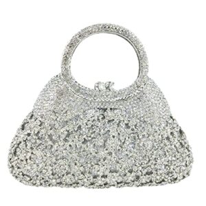 evening minaudiere women crystal clutch bags top-handle metal diamond wedding party cocktail tote handbag (f)