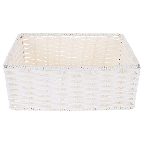 VOSAREA Rattan Woven Storage Baskets Bins: 22CM Water Hyacinth Shelf Basket Seagrass Wicker Makeup Organizer Toilet Paper Container Box Laundry Holder