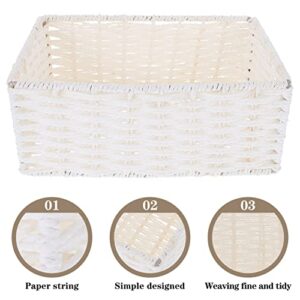 VOSAREA Rattan Woven Storage Baskets Bins: 22CM Water Hyacinth Shelf Basket Seagrass Wicker Makeup Organizer Toilet Paper Container Box Laundry Holder