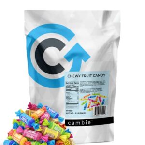 Tootsie Roll Fruit Chews by Cambie | 2 Pounds of Assorted Chewy Fruit Candy in Cherry, Lemon, Lime, Orange and Vanilla | Mouth Watering & Delicious | Repackaged Fresh in a Resealable Pouch | 2 lbs