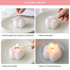 2 PCS Cat Paw Shaped Candles, Cute Scented Soy Wax Candles for Table Photo Prop Birthday Gift,Prefect for Meditation Stress Relief Mood Boosting Bath Yoga (Pink)