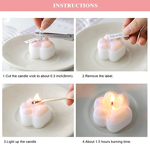 2 PCS Cat Paw Shaped Candles, Cute Scented Soy Wax Candles for Table Photo Prop Birthday Gift,Prefect for Meditation Stress Relief Mood Boosting Bath Yoga (Pink)