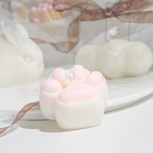 2 PCS Cat Paw Shaped Candles, Cute Scented Soy Wax Candles for Table Photo Prop Birthday Gift,Prefect for Meditation Stress Relief Mood Boosting Bath Yoga (Pink)