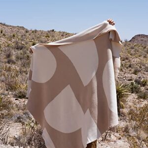 Lumi Living 100% Soft Cotton Modern Minimal Abstract Shapes Knit Throw Blanket New(Neutral / Cream)