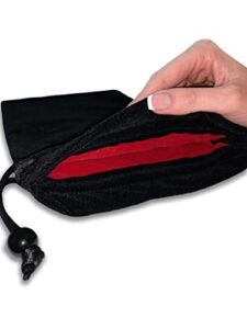 efendiz drawstring pouch, black velvet bag 7.6 x 10.6 inches, red velvet lining inside, pouch for organizing and storage at home or when traveling