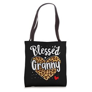 blessed granny leopard print nana mother’s day grandma mama tote bag