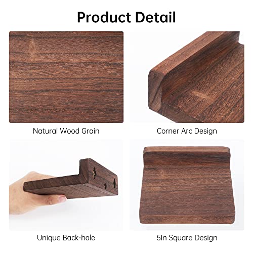 NIUBEST Small Floating Shelf,5x5 Inch Dark Walnut,Set of 3 Small Wall Shelves for Bedroom Living Room Bathroom Kitchen Decor