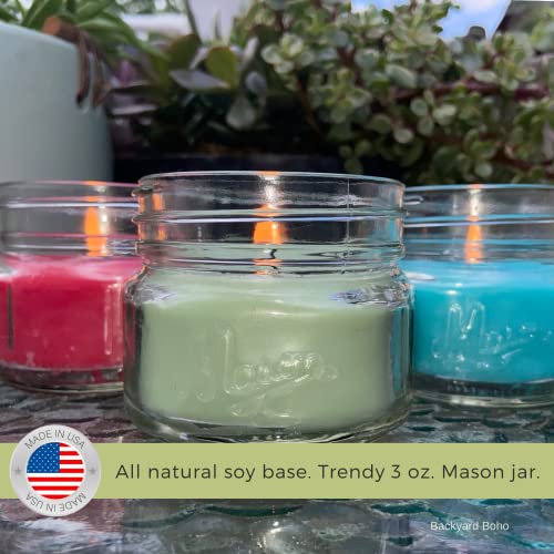 Mosquito Naturals Eucalyptus, Fresh Mint, Rosemary Sage with Essential Oils - Made in USA - (Set of 3) for Patio, Deck, Outdoor or Indoor Use – All Natural, Soy Base Candles, 3 oz Jars with Lids