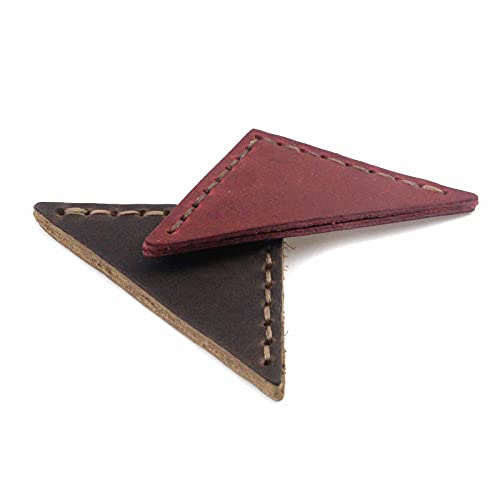 Quluxe 4 Pcs Leather Triangle Bookmark Page Corner Genuine Leather Bookmark Personalized Handmade Reading Book Marker for Bookworm Book Lover Gifts- Coffee, Brown, Red