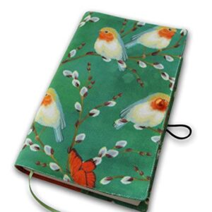 Fabric Book Sleeve Cover, Washable Novel Protector - Bird Design, Padded Book Protector for Adult, Planner Book Case, Hard Books Covers for Paperback 5.5 x 8.2 x 1.6 (Bird)