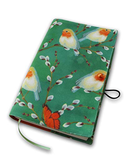 Fabric Book Sleeve Cover, Washable Novel Protector - Bird Design, Padded Book Protector for Adult, Planner Book Case, Hard Books Covers for Paperback 5.5 x 8.2 x 1.6 (Bird)