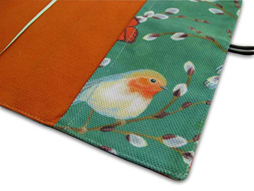 Fabric Book Sleeve Cover, Washable Novel Protector - Bird Design, Padded Book Protector for Adult, Planner Book Case, Hard Books Covers for Paperback 5.5 x 8.2 x 1.6 (Bird)