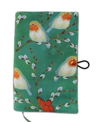 Fabric Book Sleeve Cover, Washable Novel Protector - Bird Design, Padded Book Protector for Adult, Planner Book Case, Hard Books Covers for Paperback 5.5 x 8.2 x 1.6 (Bird)