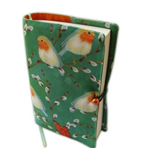 Fabric Book Sleeve Cover, Washable Novel Protector - Bird Design, Padded Book Protector for Adult, Planner Book Case, Hard Books Covers for Paperback 5.5 x 8.2 x 1.6 (Bird)