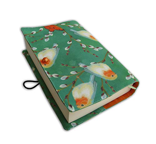 Fabric Book Sleeve Cover, Washable Novel Protector - Bird Design, Padded Book Protector for Adult, Planner Book Case, Hard Books Covers for Paperback 5.5 x 8.2 x 1.6 (Bird)