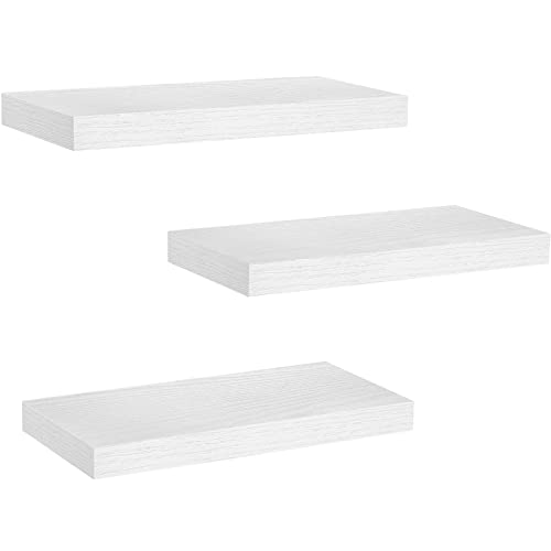 QEEIG White Floating Shelves Bathroom Decor- Wall Mounted Shelf Bedroom Modern Small 15 inch Set of 3