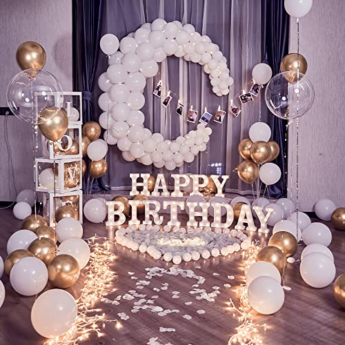 GPUSFAK 155 Bulbs Happy Birthday Marquee Light Up Letters - LED Letter Number Light Sign Decoration for Birthday Home Table Decor White