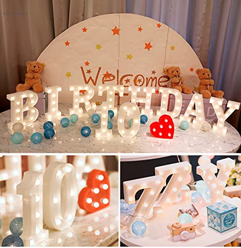 GPUSFAK 155 Bulbs Happy Birthday Marquee Light Up Letters - LED Letter Number Light Sign Decoration for Birthday Home Table Decor White