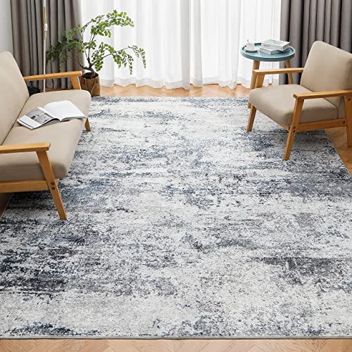 Oriannal Area Rugs for Living Room: 5x7 Indoor Abstract Soft Fluffy Rugs Shaggy Large Rugs for Bedroom Dining Room Home Office Nursery Decor Under Dining Table Washable- Blue/Gray