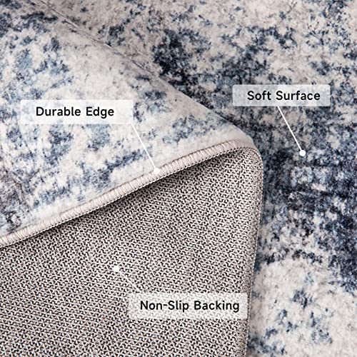 Oriannal Area Rugs for Living Room: 5x7 Indoor Abstract Soft Fluffy Rugs Shaggy Large Rugs for Bedroom Dining Room Home Office Nursery Decor Under Dining Table Washable- Blue/Gray