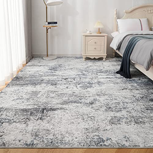 Oriannal Area Rugs for Living Room: 5x7 Indoor Abstract Soft Fluffy Rugs Shaggy Large Rugs for Bedroom Dining Room Home Office Nursery Decor Under Dining Table Washable- Blue/Gray