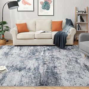 Oriannal Area Rugs for Living Room: 5x7 Indoor Abstract Soft Fluffy Rugs Shaggy Large Rugs for Bedroom Dining Room Home Office Nursery Decor Under Dining Table Washable- Blue/Gray