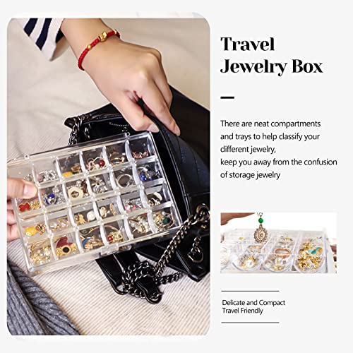 INMORVEN Earring Organizer, Jewelry Organizer Box for Earrings Storage, Clear Acrylic Bead Organizer with 38 Small Compartment Tray, 3 Layer Stackable Jewelry Case Gift for Women Girls