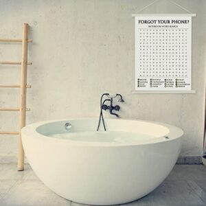 Gersoniel Bathroom Word Search Sign Funny Farmhouse Wall Art Decor Forgot Your Phone Puzzles Hanging Print Poster Fun Decorations for Bathroom, 12 x 16 inches, white