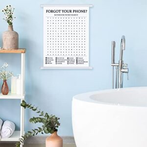 Gersoniel Bathroom Word Search Sign Funny Farmhouse Wall Art Decor Forgot Your Phone Puzzles Hanging Print Poster Fun Decorations for Bathroom, 12 x 16 inches, white